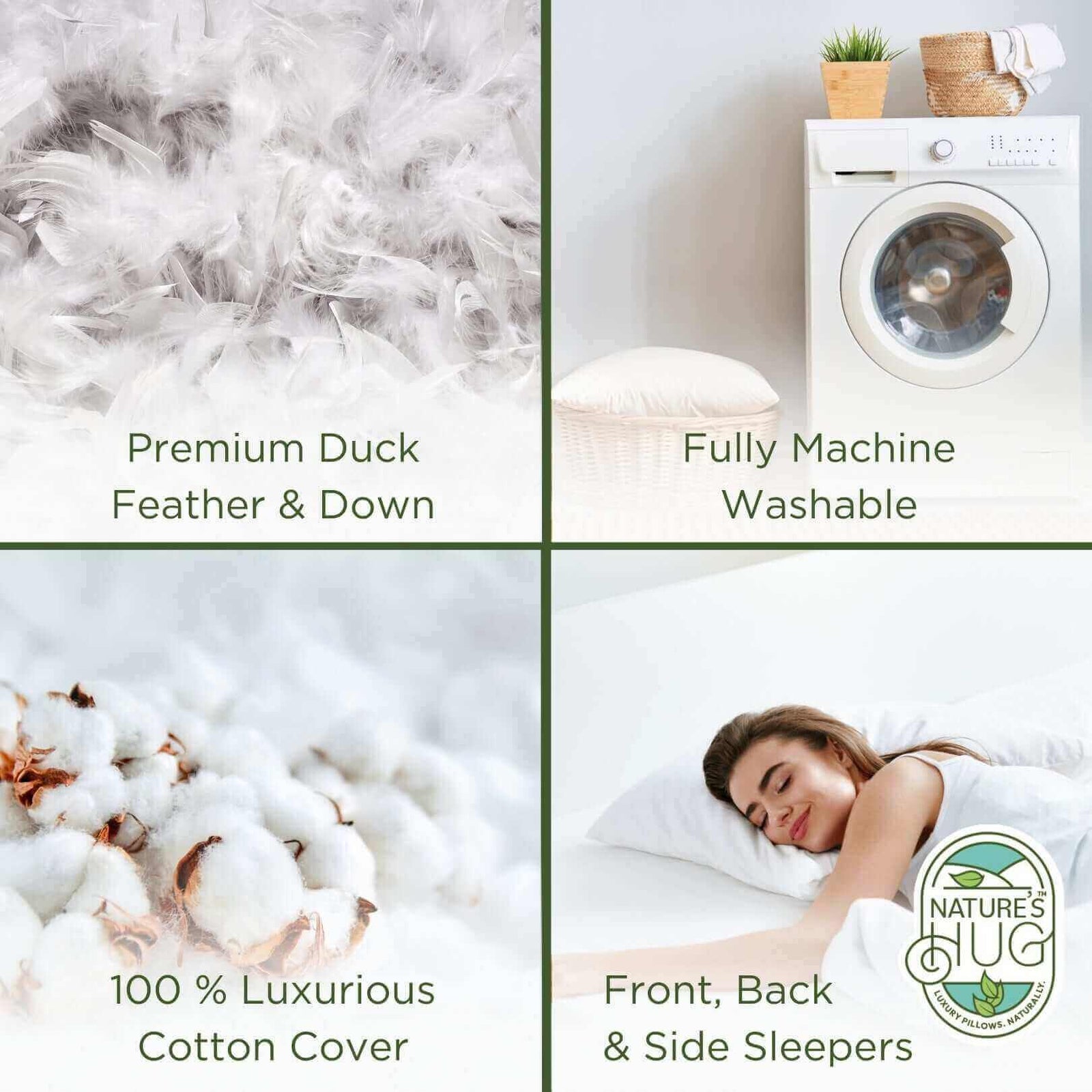 Nature's Hug Duck Feather and Down Pillow